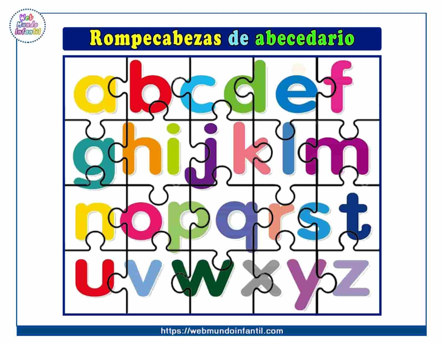 Rompecabezas de las letras del abecedario completo para imprimir