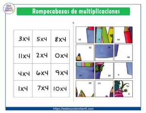Rompecabezas de multiplicaciones para imprimir