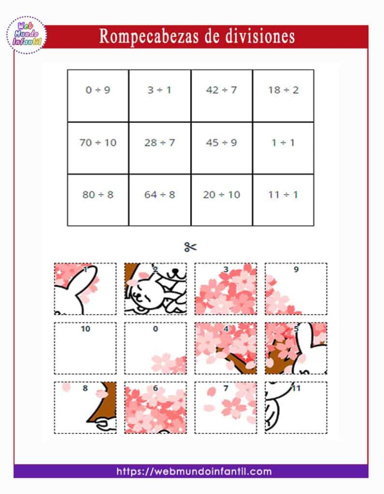 Rompecabezas de divisiones exactas de una y dos cifras