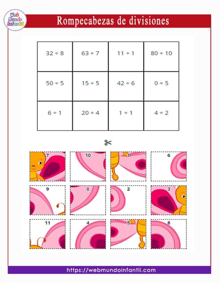 Rompecabezas de divisiones exactas de una y dos cifras
