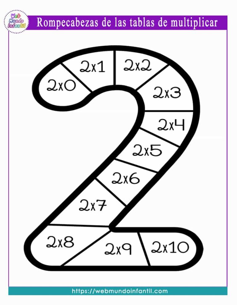 Rompecabezas de las tablas de multiplicar para imprimir pdf