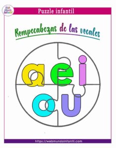 rompecabezas de las vocales para imprimir a color [PDF]