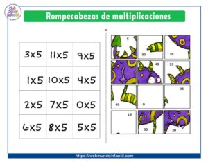 Rompecabezas de multiplicaciones para imprimir