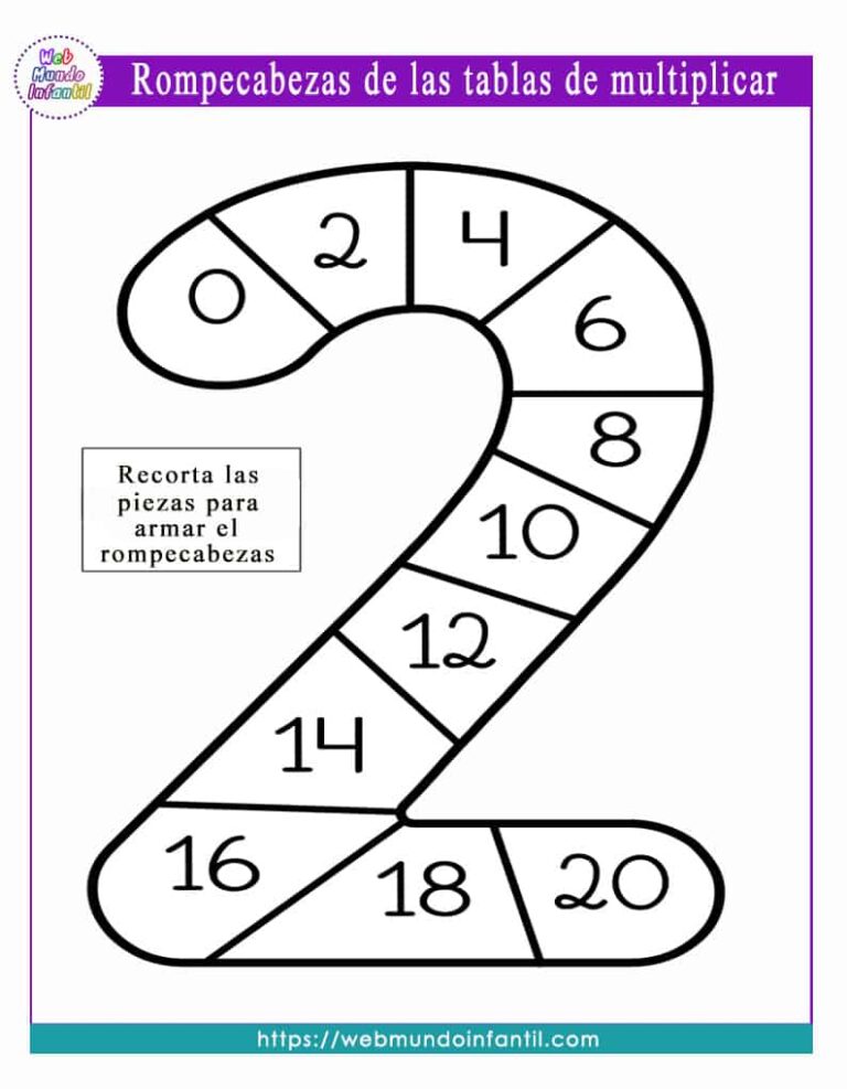 Rompecabezas de las tablas de multiplicar para imprimir pdf