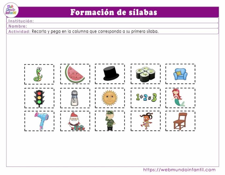 Actividades con silabas sa se si so su para imprimir y recortar