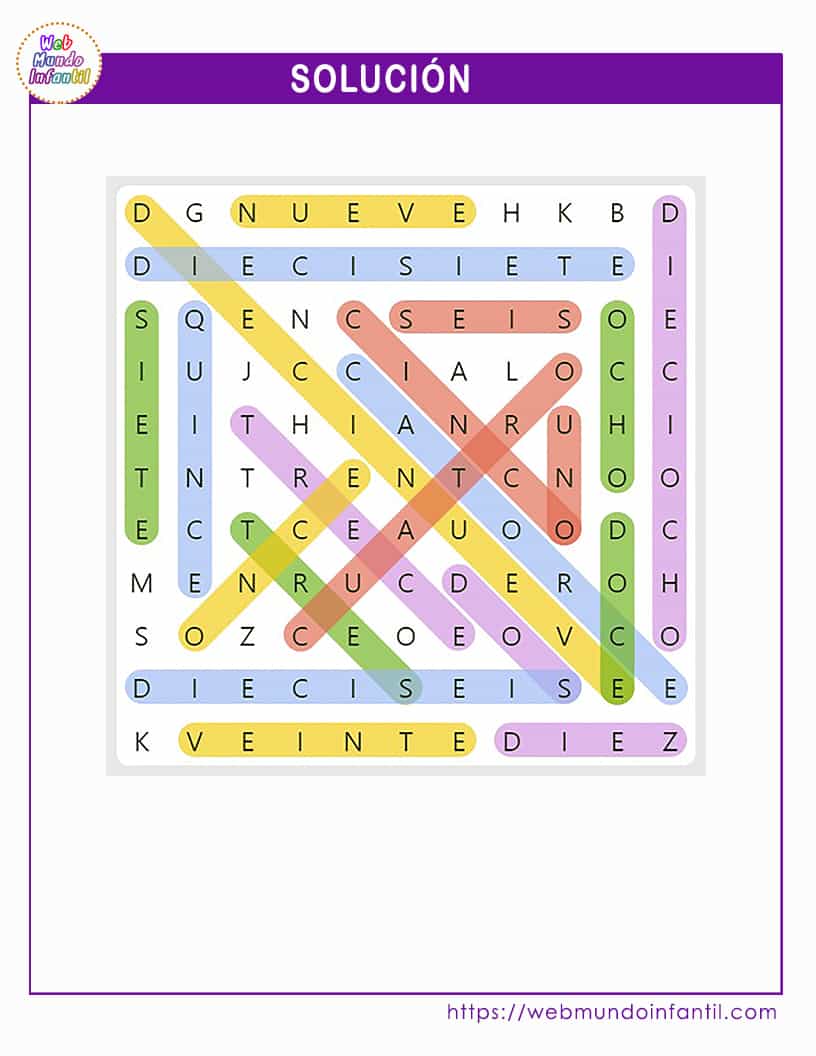 Ejercicio de Sopa de letras del 1 al 20: ¡Diviértete con los números!