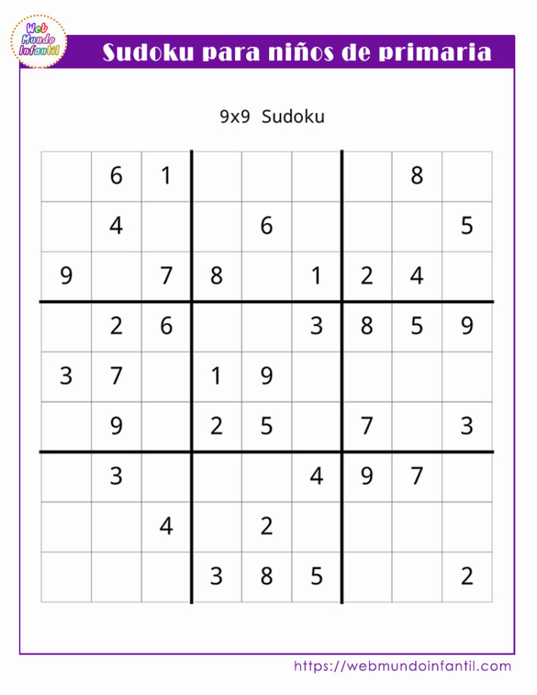 Sudoku para niños de primaria para imprimir en pdf