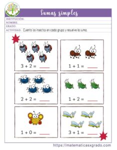 Actividades de sumas para primer grado para imprimir