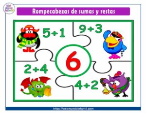 Rompecabezas de sumas y restas para imprimir pdf