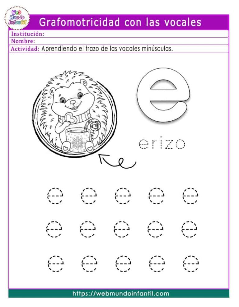 Grafomotricidad con las vocales para imprimir en pdf