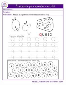 Abecedario para aprender a escribir para niños