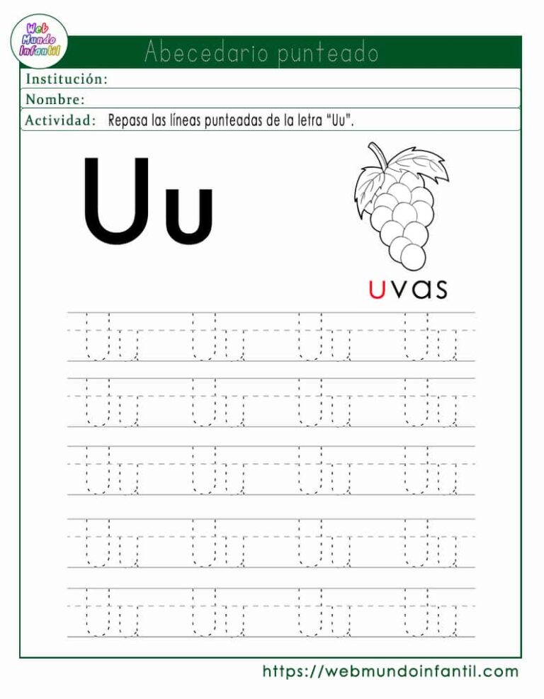Abecedario punteado para niños de preescolar