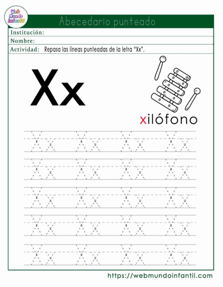 Abecedario punteado para niños de preescolar